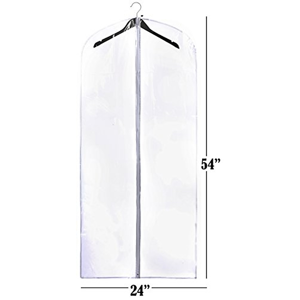 Clear Vinyl Garment Bag - Protect Your Clothing While Traveling and Dust Free While Hanging in Your Closet. These Garment Bags are Ideal for Coats, Suits, Dresses or Gowns - Set of 2 (24 X 54 Inches)
