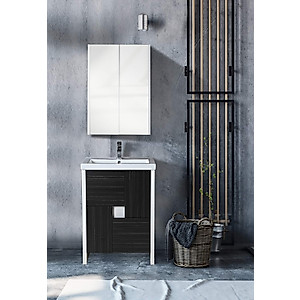 Fine Fixtures 24" Midland Vanity Cabinet Set with Vitreous China Sink, Dawn Gray