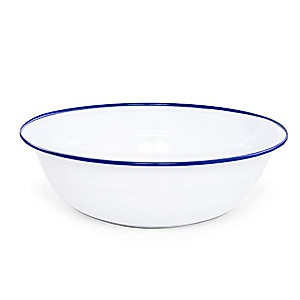 Enamelware Medium Basin, 8 quart, Vintage White/Blue (Single)