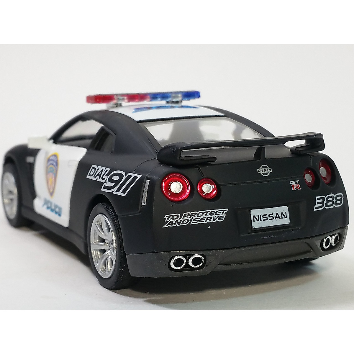 KiNSMART 2009 Nissan GT-R R35 Police Edition 5" 1:36 Scale Die Cast Metal Model Toy Car w/Pullback Action