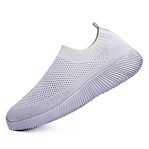 AKINGIO Womens Walking Shoes Fashion Tennis Sneakers Athletic Non Slip Lightweight Casual Running Shoes White US 7.5