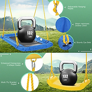 Plohee 3 in 1 Swing Sets for Backyard - 550lbs Heavy Duty Metal Kids Swing Set with Platform Swing Seat, Belt Swing Seat and Climbing Ladder for Playground