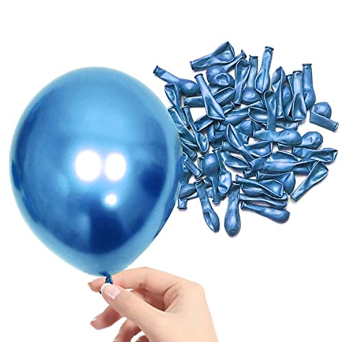 Metallic Chrom Blue Party Balloons 50 PCS 5 Inches Latex Balloons for Birthday arty (Blue)