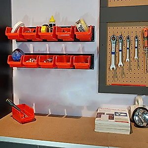 Wallmaster 8-Bin Storage Bins Garage Rack System 2-Tier Orange Tool Organizers Cube Baskets Wall Mount Organizations