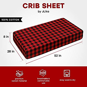 Crib Sheets for boy Girl - 100% Cotton Fitted Crib Sheet Set - Perfect for Baby Boys, Fits Standard Toddler Mattress (Buffalo Plaid)