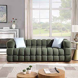 Sofa Couch - Couch Sleeper Sofa Bed with Extra Deep Seats - Comfy Couches with 2 Pillows for Livingroom, Bedroom, Apartment Lounge. (Olive Green-3 Seat)