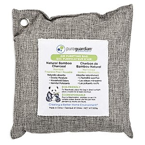 PureGuardian CB500 Bamboo Charcoal Air Purifying Bag, Eco-Friendly, Naturally Absorbs Odors, Excess Moisture and Pollutants, 500g, Gray