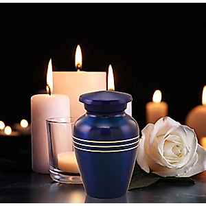 Immortal-Memories Serenity Keepsake Urn for Ashes - Miniature Urns - Mini Jar - Pet Urn -Token Urn with Velvet Bag (Cobalt Blue)