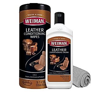 Weiman Complete Auto Leather Interior Cleaning Kit for Car, Truck, Motorcycle, RV, Motorhome - Cleans & Restores Leather Automotive Seats & Accessories, UVX Protection(Leather Auto Kit - Wipes)