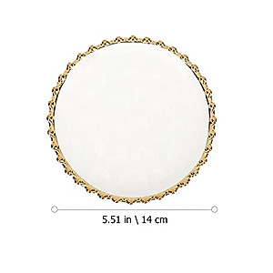 Hemoton Ceramic White Plate with Gold Trim: Round Sushi Plates Dessert Salad Serving Tray European Porcelain Breakfast Dish Jewelry Tray for Kitchen