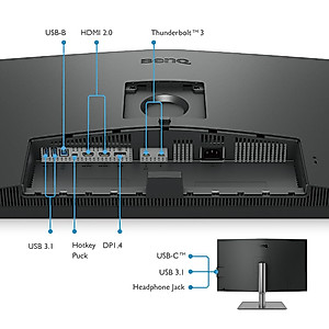 BenQ PD3220U Thunderbolt 3 Monitor for Macbook 32" 4K UHD | 100% Rec.709 & sRGB, 95% P3 | IPS | DeltaE ≤3 | Pantone | AQCOLOR | Calibration Report | Ergonomic | USB-C (85W) | USB Hub | Daisy Chain
