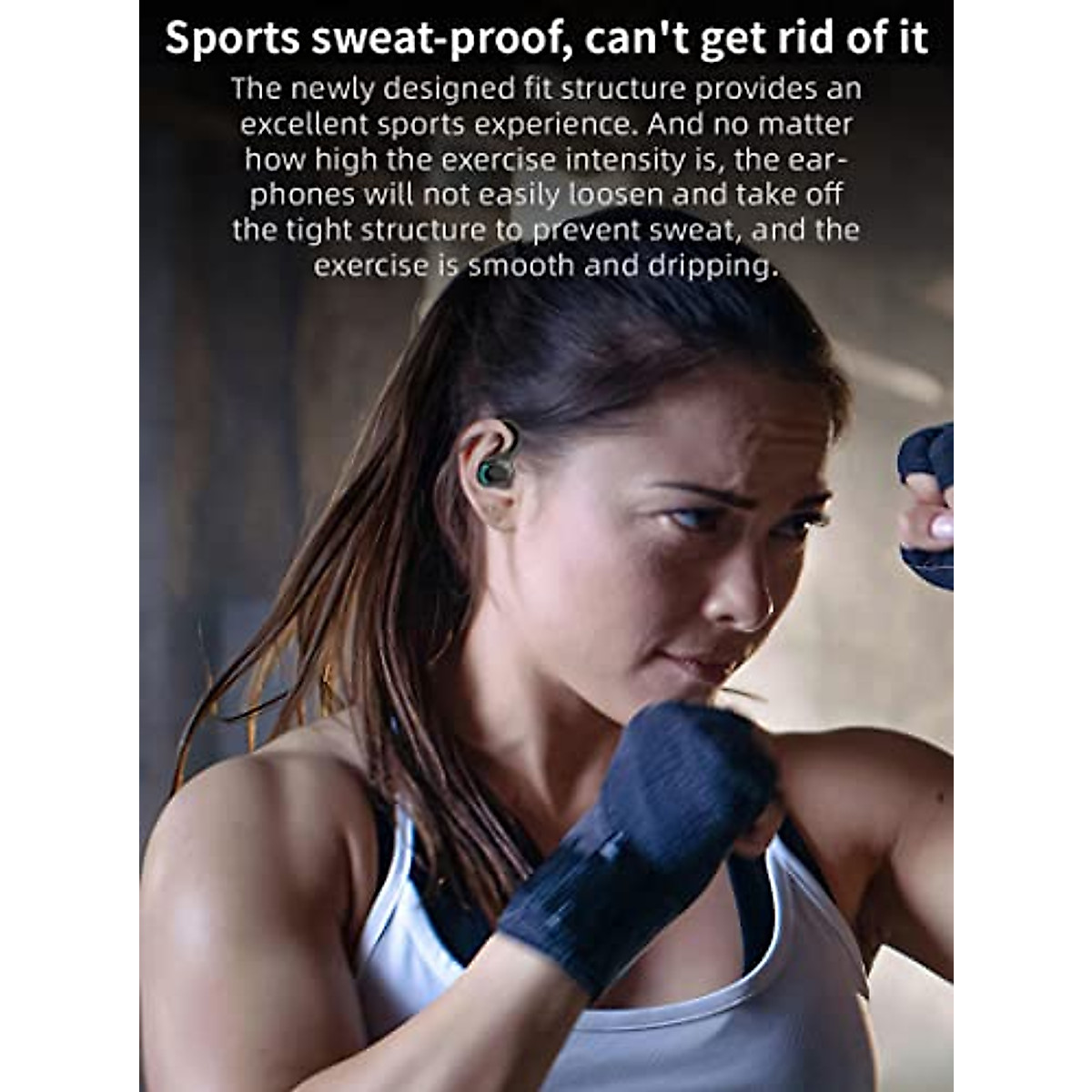 Wireless Earbud,Sports Bluetooth 5.3 Headphones,Bluetooth Earbud with Mic Deep Bass,in Ear Wireless Earphones Noise Cancelling Headphones,Ear Buds with Earhooks IP7 Waterproof for iPhone/Android