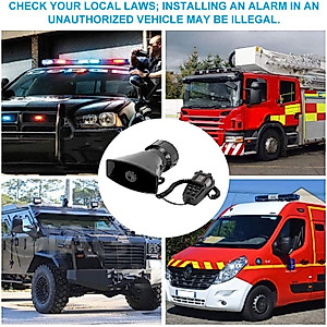 RULLINE 5 Tone Sound Car Siren Vehicle Horn with Mic PA Speaker System Emergency Sound Amplifier - 60W Electric Ambulance/Horn-Hoote/Siren/Traffic Sound with PA Microphone System