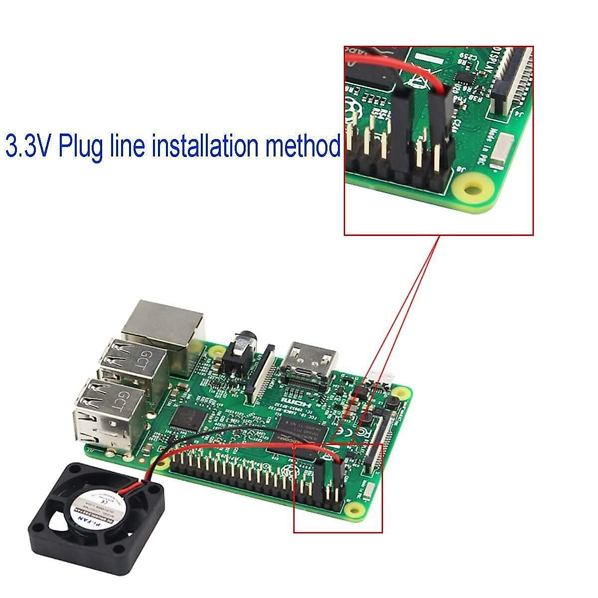 MakerFocus 2pcs Raspberry Pi 4B Fan DC Brushless Cooling Fan 3.3V 5V Heatsink Cooler Radiator Connector Separating One-to-Two Interface for Raspberry Pi 4/ Pi 3/3B+ and Pi Zero/Zero W or Other Project