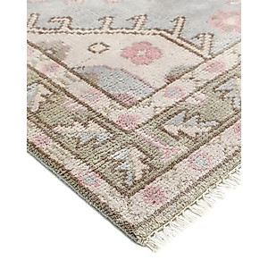 Handmade Geometric Contemporary Light Gray Area Rug 9 x 12