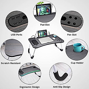 Slendor Laptop Desk Foldable Bed Table Folding Breakfast Tray Portable Lap Standing Desk Notebook Stand Reading Holder for Bed/Couch/Sofa/Floor