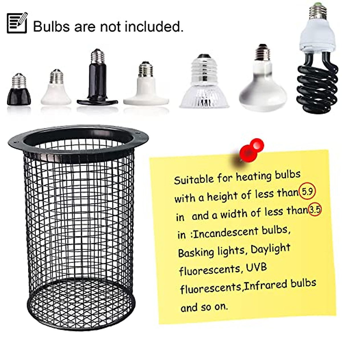 kathson Reptile Lampshade Lizard Heat Lamp Guard Anti-Scald Lamp Mesh Cover Pet Coop Protection Heater Light Bulb Enclosure Cage Protector for Turtles, Lizards, Snakes and Amphibians
