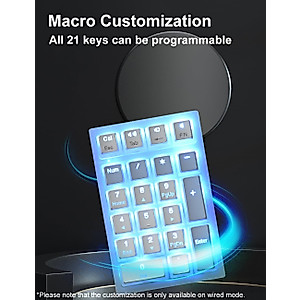 LINKEET Tri-Mode Mechanical Numpad RGB Backlit Bluetooth 5.0/Wired USB-C/2.4G Wireless Macro Number Pad 21-Key NKRO Hot Swappable Numeric Keypad Rechargeable External Num Pad for Laptop, Mac