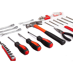 CARTMAN 148Piece Tool Set General Household Hand Tool Kit with Plastic Toolbox Storage Case Socket and Socket Wrench Sets