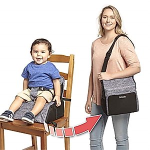 Kolcraft Travel Duo 2-in-1 Portable Booster Seat and Diaper Bag - Space Grey