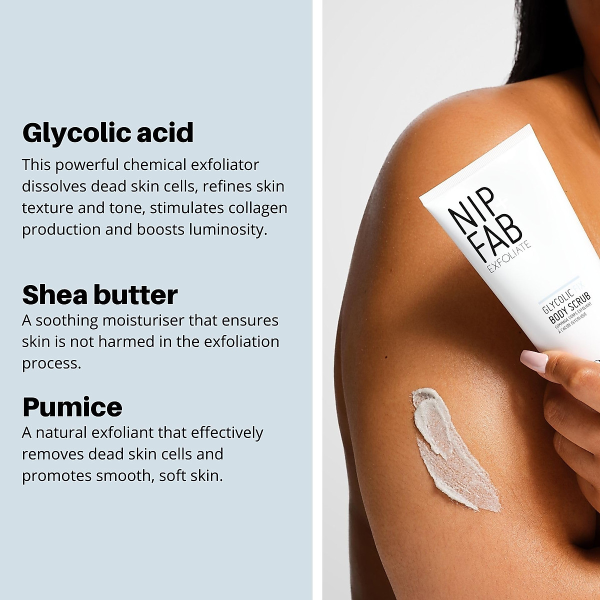 Nip+Fab Glycolic Fix Body Scrub, 6.70 Fl Oz, with Glycolic Acid, Salicylic Acid, Shea Butter, Exfoliating and Moisturizing the Skin | Vegan, Cruelty Free, Sulphate Free