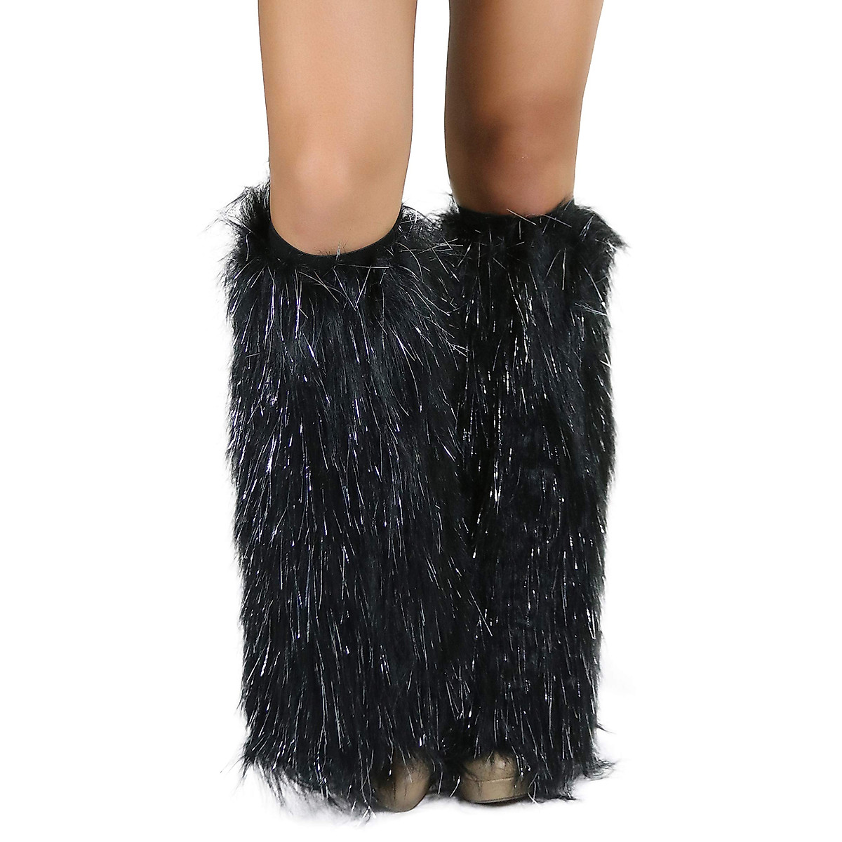 ToBeInStyle Women's Glitter Rave Leg Warmers - Black/Silver - OS