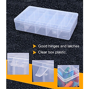 Qudqju Tackle Box Organizer Plastic Organizer Box with Dividers Bead Organizer Box Container Clear Snackle Box Container Large 15 Grid Box Organizer