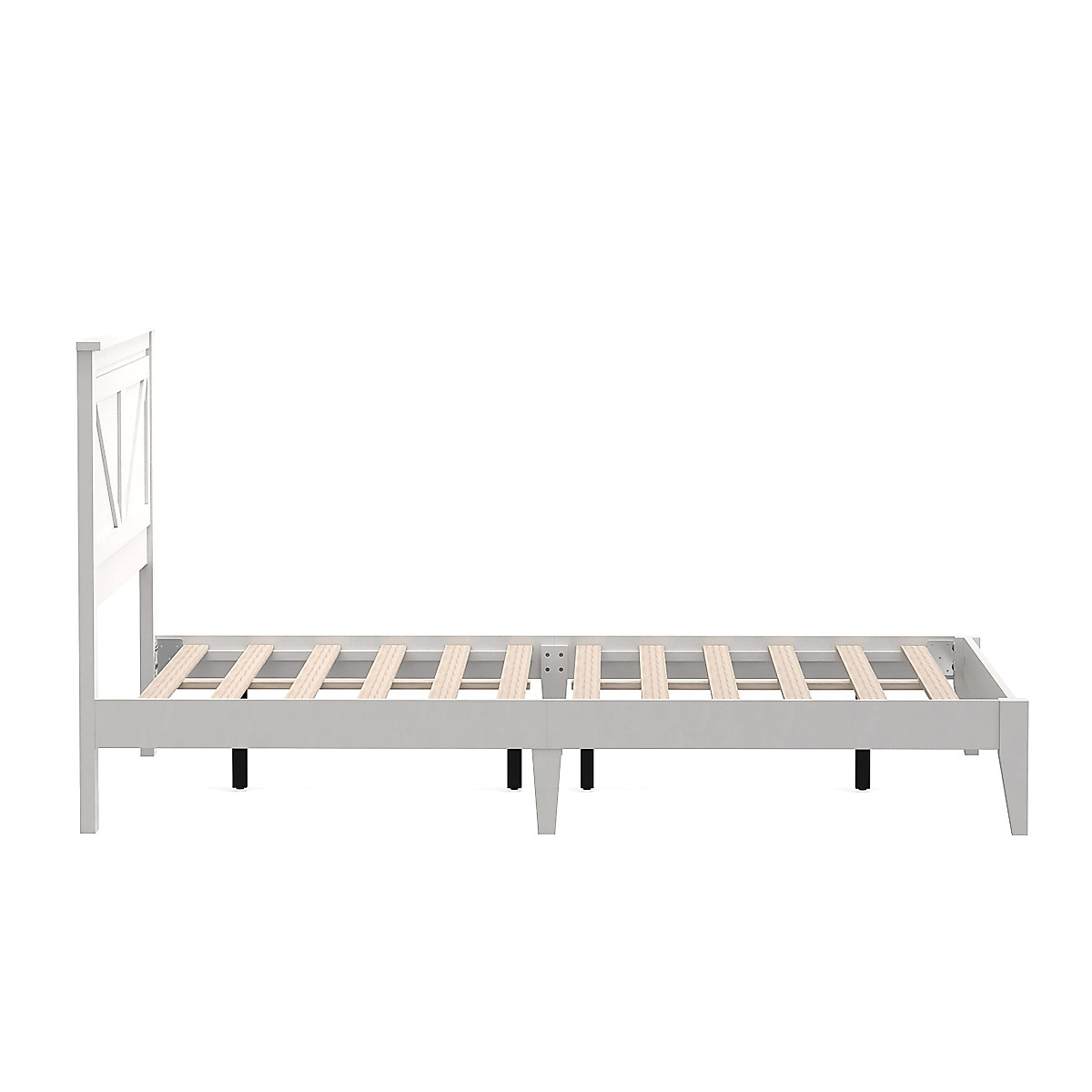 Glenwillow Home Farmhouse Solid Wood Platform Bed in Queen - Gloss White