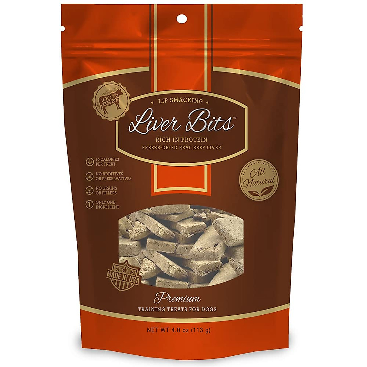 Liver Bits Treats for Dogs - Freeze Dried Training Treats - 100% Natural Raw Beef Liver - High in Protein 4 oz