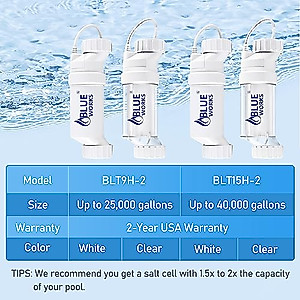 BLUE WORKS Salt Cell - up to 40,000 Gallons Pool, Compatible with Hayward Cell T 15, Salt Cell for Pool, Upgrade Cell Plates Provided by American Company, 2 Year USA Warranty