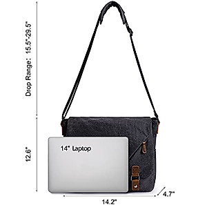 S-ZONE Vintage Canvas Messenger Bag Shoulder Bag 14 Inch Laptop Briefcase