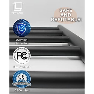 TOWELLUX Heated Towel Rack for Bathroom, Wall Mounted Hot Towel Warmer, Electric Wire Plug Drying Rack, Stainless Steel Towel Rack with Timer, 6 Bars Matte Black Brushed, Spa Accessories for Towels