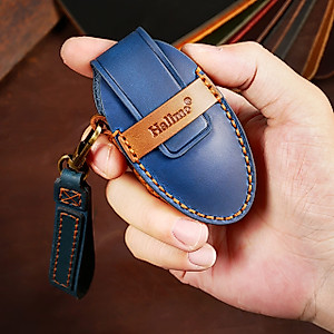 SANRILY Handmade Leather 7 Button Key Fob Cover for Hyundai ioniq 6 2023 Smart Key Keyless Full Protection Key Fob Case with Keychain Black