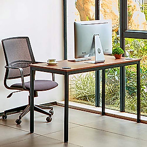 It's_Organized Study Computer Desk 47" Home Office Writing Desk, Modern Simple Style PC Table, Student Study Desk,Easy to Assemble,Black Metal Frame,Oak Black