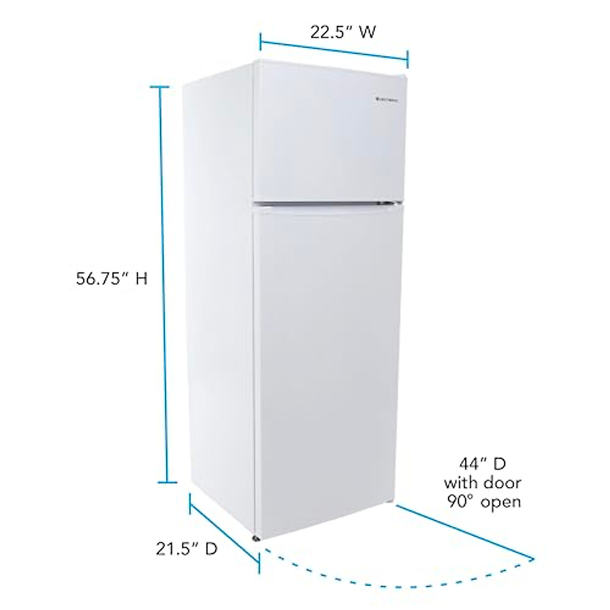 West Bend Apartment Refrigerator Freestanding Dual Door Slim Design Full Fridge with Top Freezer, Adjustable Mechanical Control, for Condo, House, Small Kitchen Use, 7.4-Cu.Ft, White