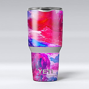 Design Skinz Splatter Blue and Red Oil - Skin Decal Vinyl Wrap Kit Compatible with The Yeti Rambler Cooler Tumbler Cups