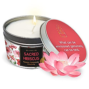MAGNIFICENT 101 Sacred Plants Smudge Candle for House Energy Cleansing, Banish Negative Energy, Spiritual Purification and Chakra Healing - Natural Soy Wax Candle for Aromatherapy (Hibiscus)
