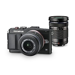 Olympus Mirrorless SLR E-PL6 with ED 14-42mm f/3.5-5.6 and ED 40-150mm f/4.0-5.6 Lens Kit (Black) - International Version