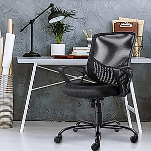 Office Chair Mesh Mid-Back Height Adjustable Swivel Chair Ergonomic Computer Desk Chair with Armrest for Home, Black