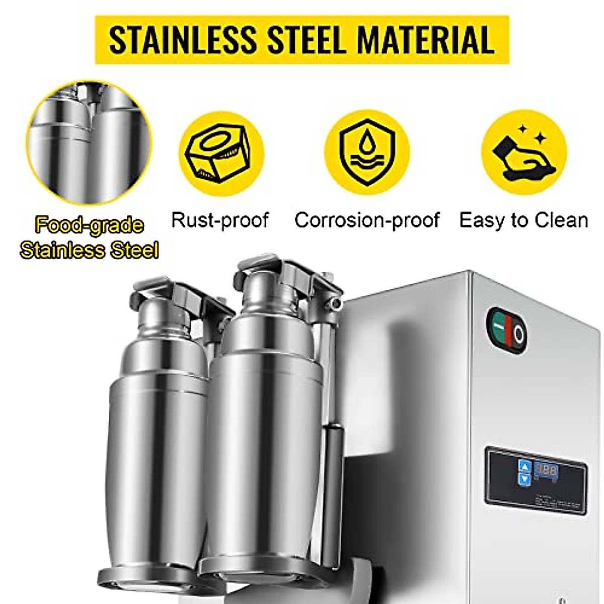 Happybuy Milk Tea Shaker Double Frame Milk Tea Shaking Machine 400r per Minute Stainless Steel Auto Tea Milk Making Machine for Boba Milk Tea