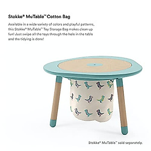 Stokke MuTable Cotton Bag, Dinosaurs - Toy Storage Bag for Small to Medium-Sized Toys - Made of Soft Cotton - Lightweight, Easy to Carry