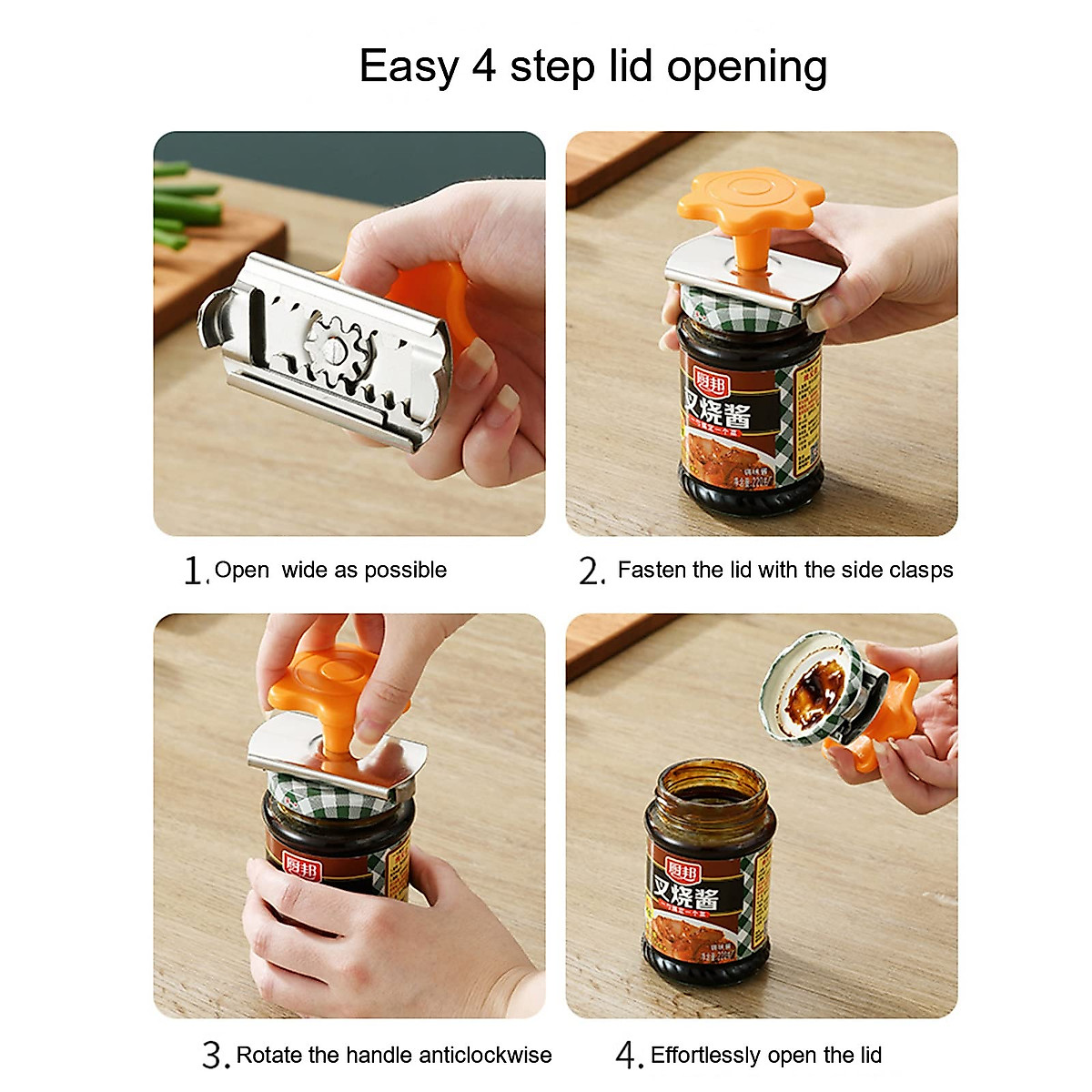 Nubadam Jar Opener For Weak Hands, Adjustable Effortless Arthritis Jar Opener For Seniors, Stainless Steel Adjustable Lid Opener Kitchen Accessories Opener, Bottle Opener For Arthritic Hands(orange)…