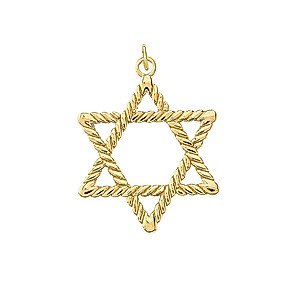 Takar 10k Solid Gold Star Of David Pendant in Rope-Style, Jewish Star Charm, Star Of David Pendant For Men And Women, Elegant Jewish Religious Gifts Made In USA.