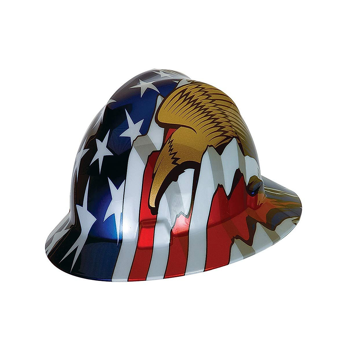 MSA 10071159 V-Gard Full-Brim Hard Hat, Double Eagle, Capacity, Volume, Polyethylene, Standard, Red/White/Blue