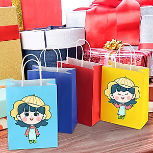 48 Pieces Gift Bags with 48 Tissue Papers, 8 Colors Gift Paper Bags with Handle for Party Supplies, Treat Favor, Birthday Party, Wedding, Gifts and Celebrations Assorted Colors (Rainbow)