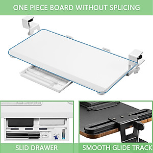 ETHU Keyboard Tray, 26.77" X 11.81" Large Size Keyboard Tray Under Desk with C Clamp-on Mount Easy to Install, Computer Keyboard Stand, Ergonomic Keyboard Tray for Home and Office (White)