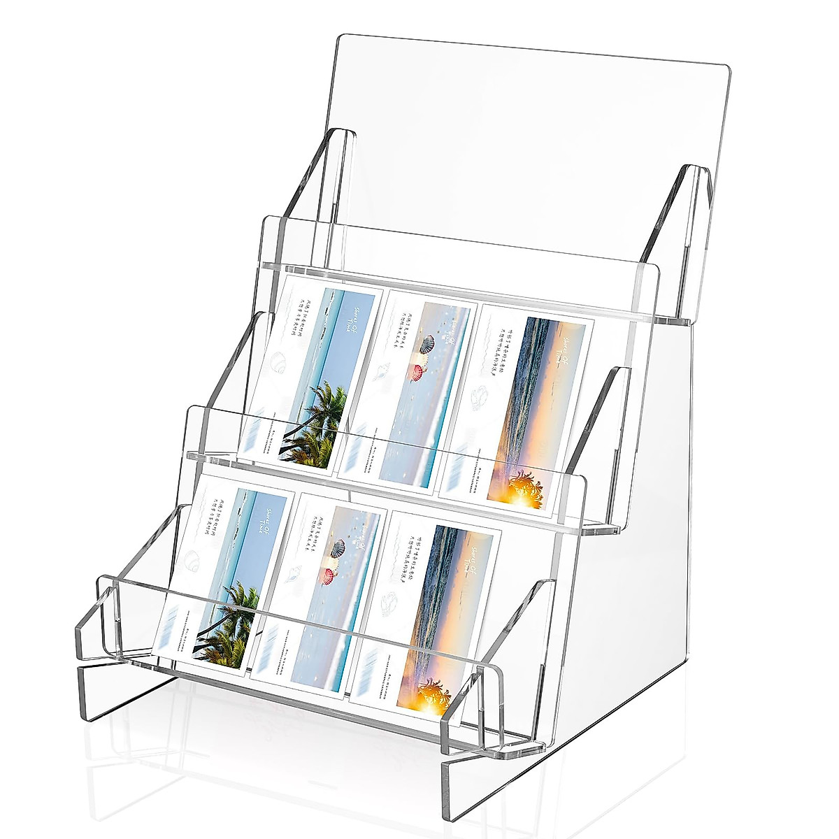 DLUGOPIS 3 Tier Acrylic Greeting Card Display Stand Greeting Card Organizer Display Stand Postcard Display Rack Card Display Shelf Retail Display Stand for Vendors Counter Greeting Card