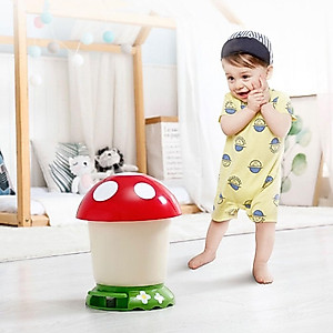 ABOOFAN Cute Mushroom Trash Can with Pedal Plastic Wastebasket Kawaii Garbage Can with Lid Desk Trash Bin for Home Office Kitchen Bathroom