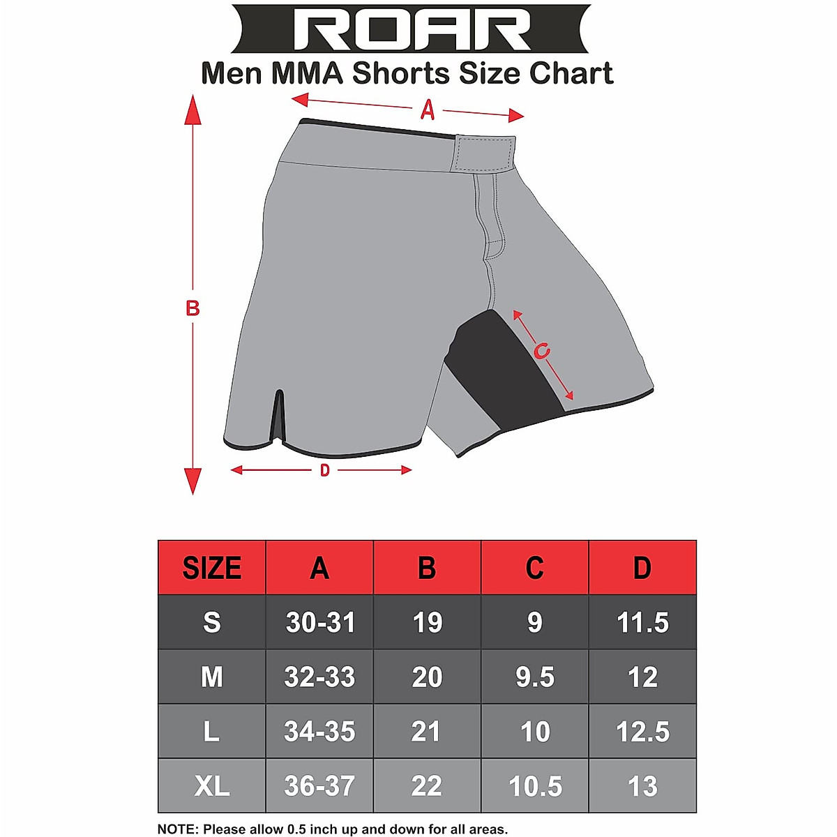 ROAR MMA Fight Shorts Grappling Muay Thai BJJ Training Jiu Jitsu No Gi Wear (Medium, Black)