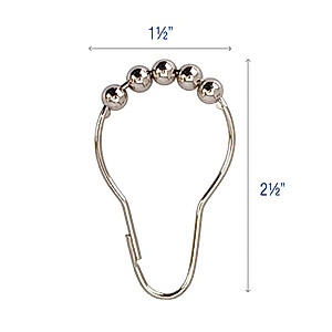 2lbDepot Shower Curtain Rings Hooks - Polished Nickel Finish - Premium 18/8 Stainless Steel - Locking Rings with Easy-Glide Rollers - Five Finishes Available - Set of 12 for Shower Rods
